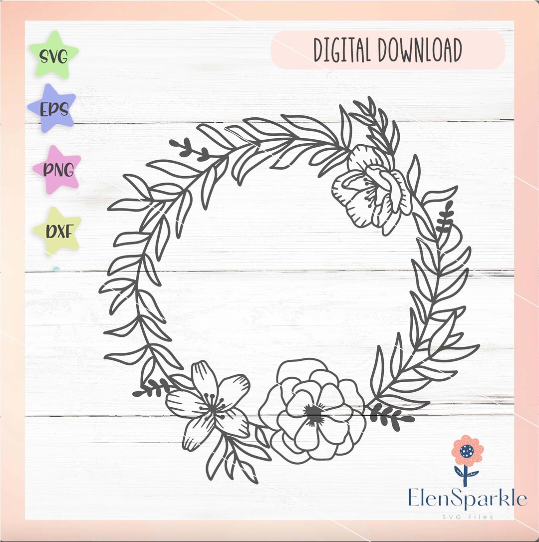 Floral Wreath SVG, Floral Border SVG - Etsy