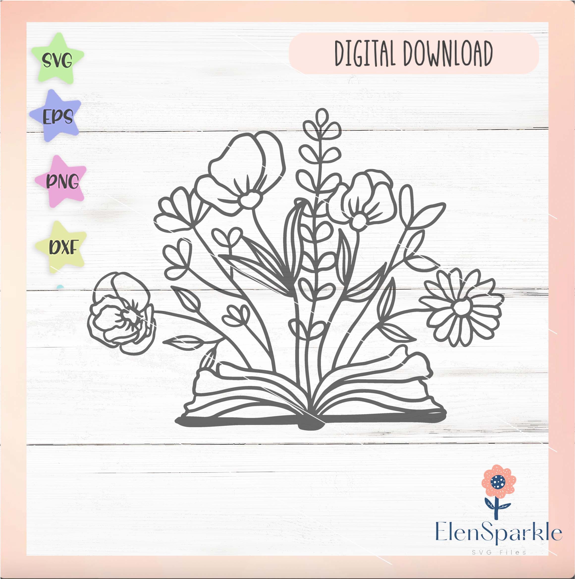 Book With Wildflowers SVG, Open Book SVG, Book Lover SVG - Etsy