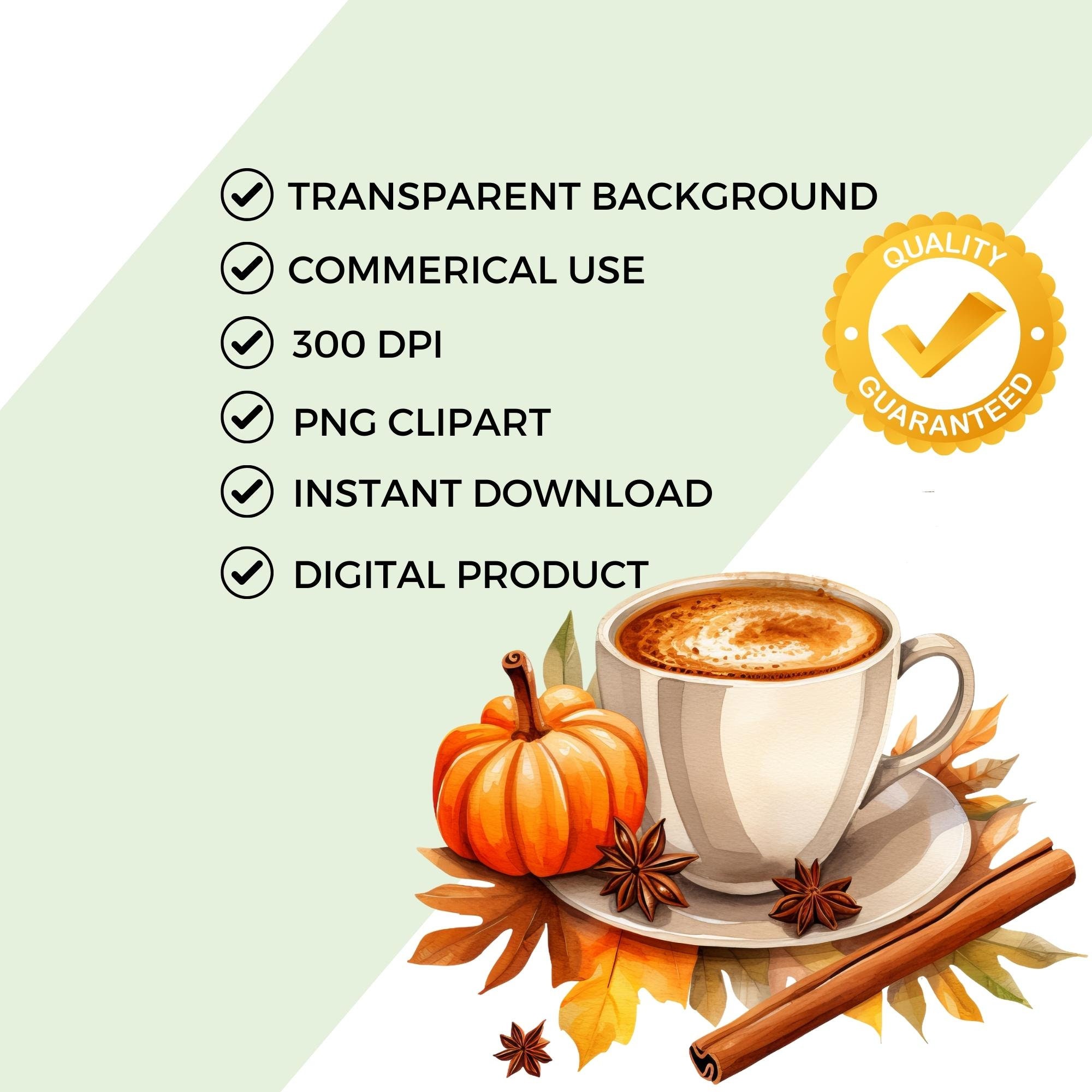 Pumpkin Spice Latte Clipart, Watercolor Pumpkin Clipart, Fall Images ...