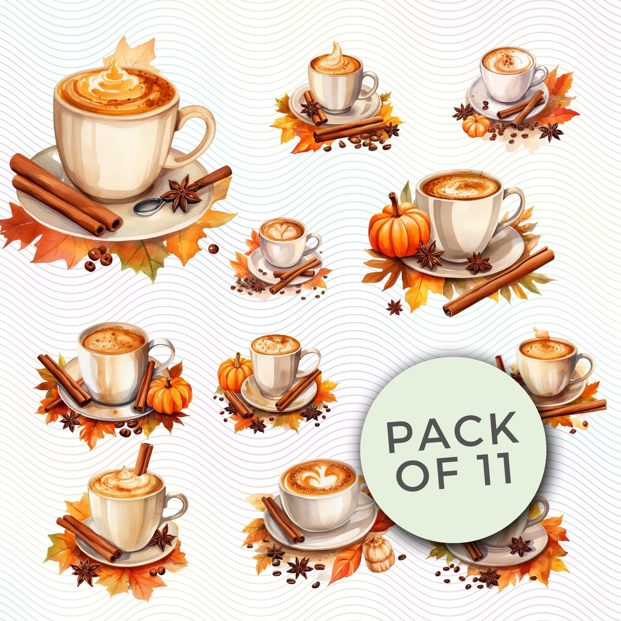Pumpkin Spice Latte Clipart, Watercolor Pumpkin Clipart, Fall Images ...