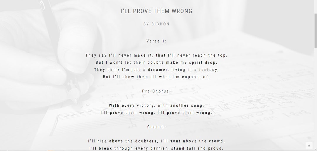I'll Prove Them Wrong: Poem, Song Lyrics, Handmade Writing - Etsy