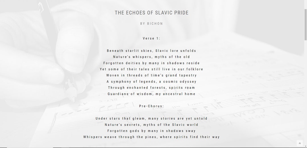 The Echoes of Slavic Pride Poem Song Lyrics Handmade Writing - Etsy