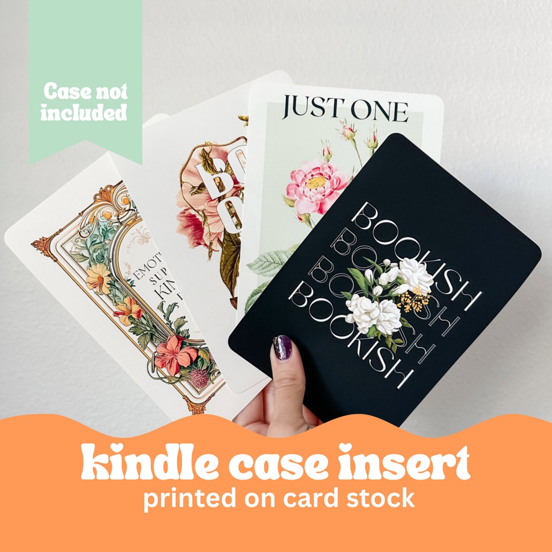 Kindle Case Inserts- Botanical Floral Bookish Theme Printed Card Stock ...