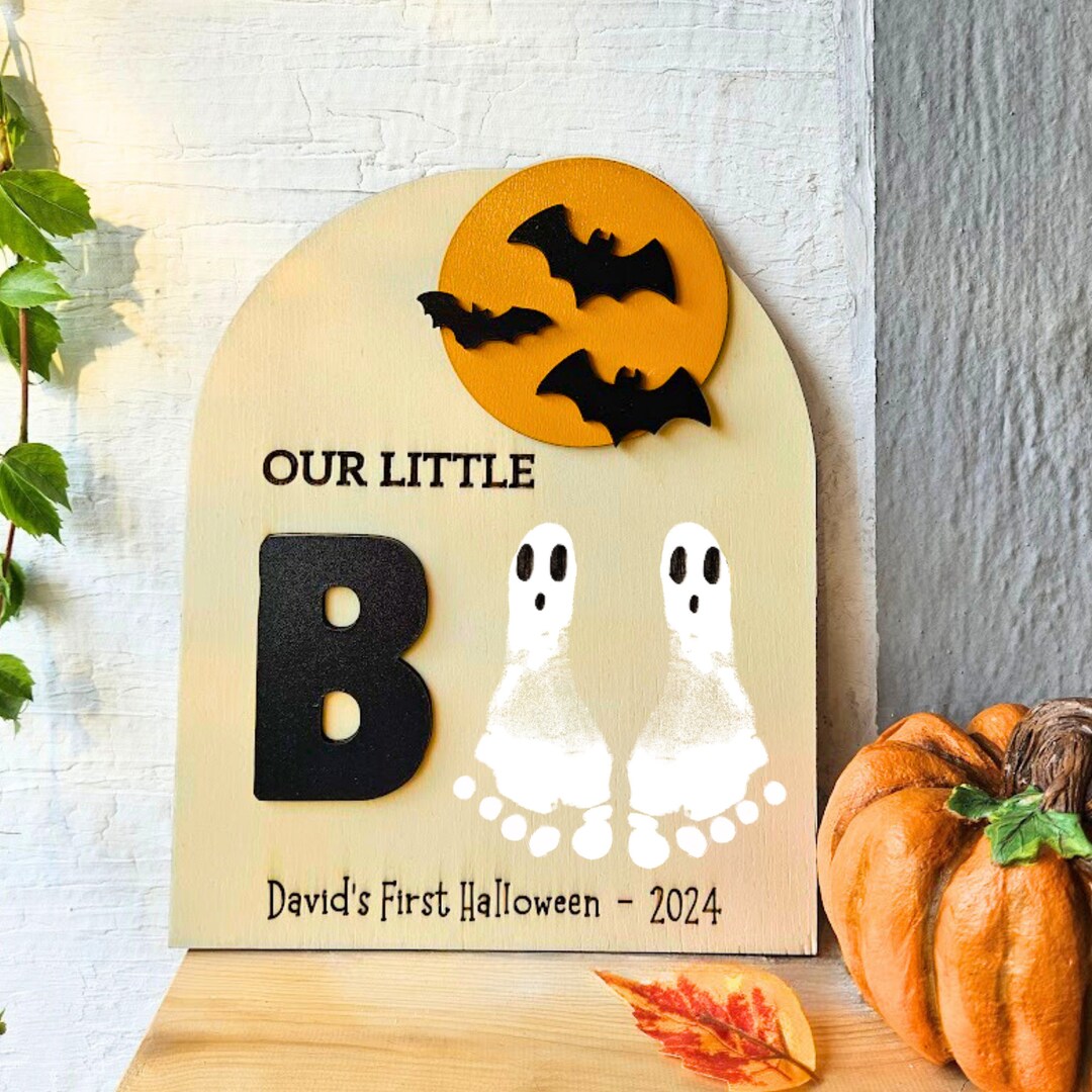 Personalized DIY Halloween Footprint Art Sign, Baby's First Halloween ...