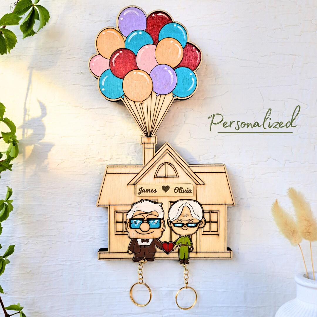 Personalized up Movie Couple Keychain Holder, Keyholder for ...