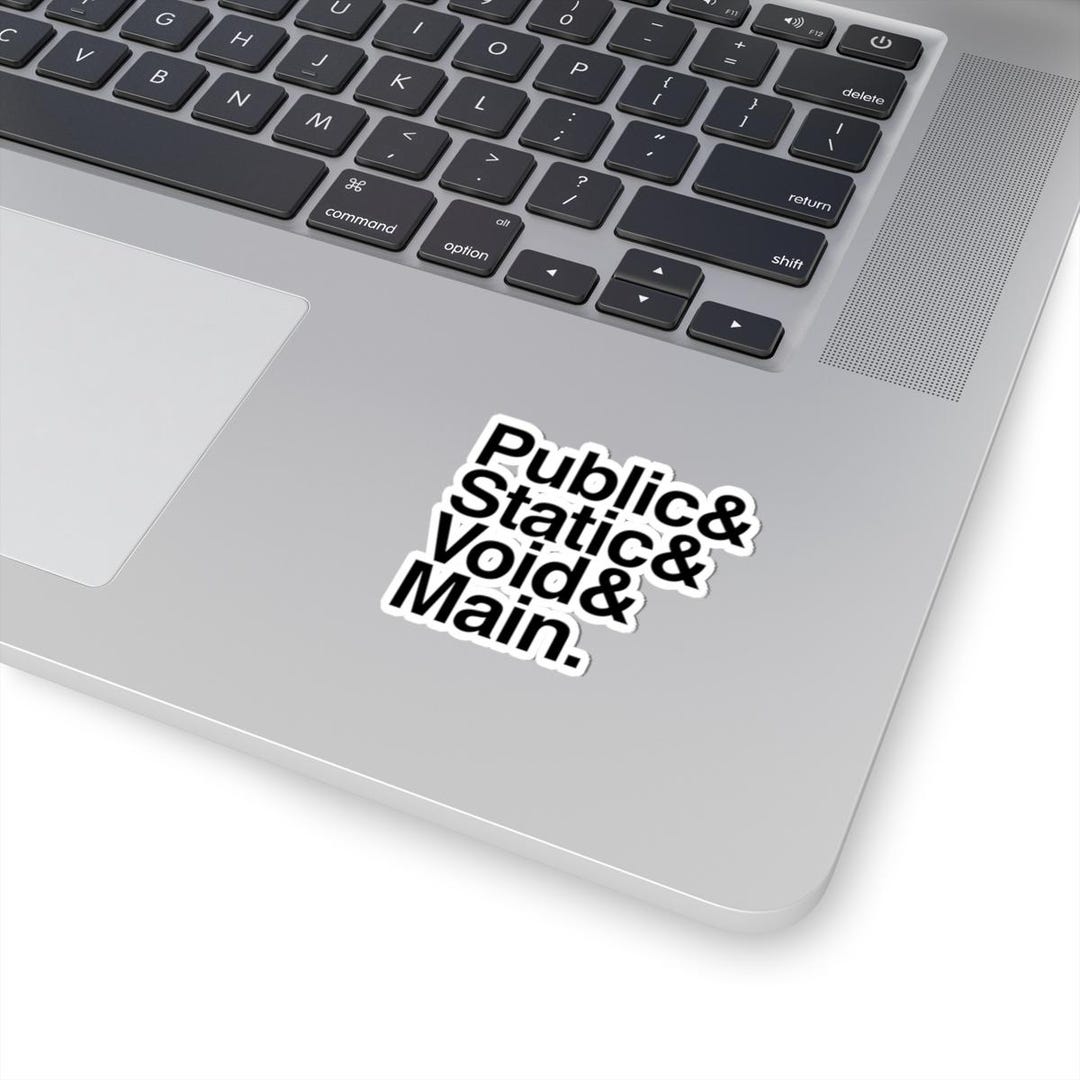 Java Public Static Void Main Funny Office Humor, Laptop Decal, Water ...