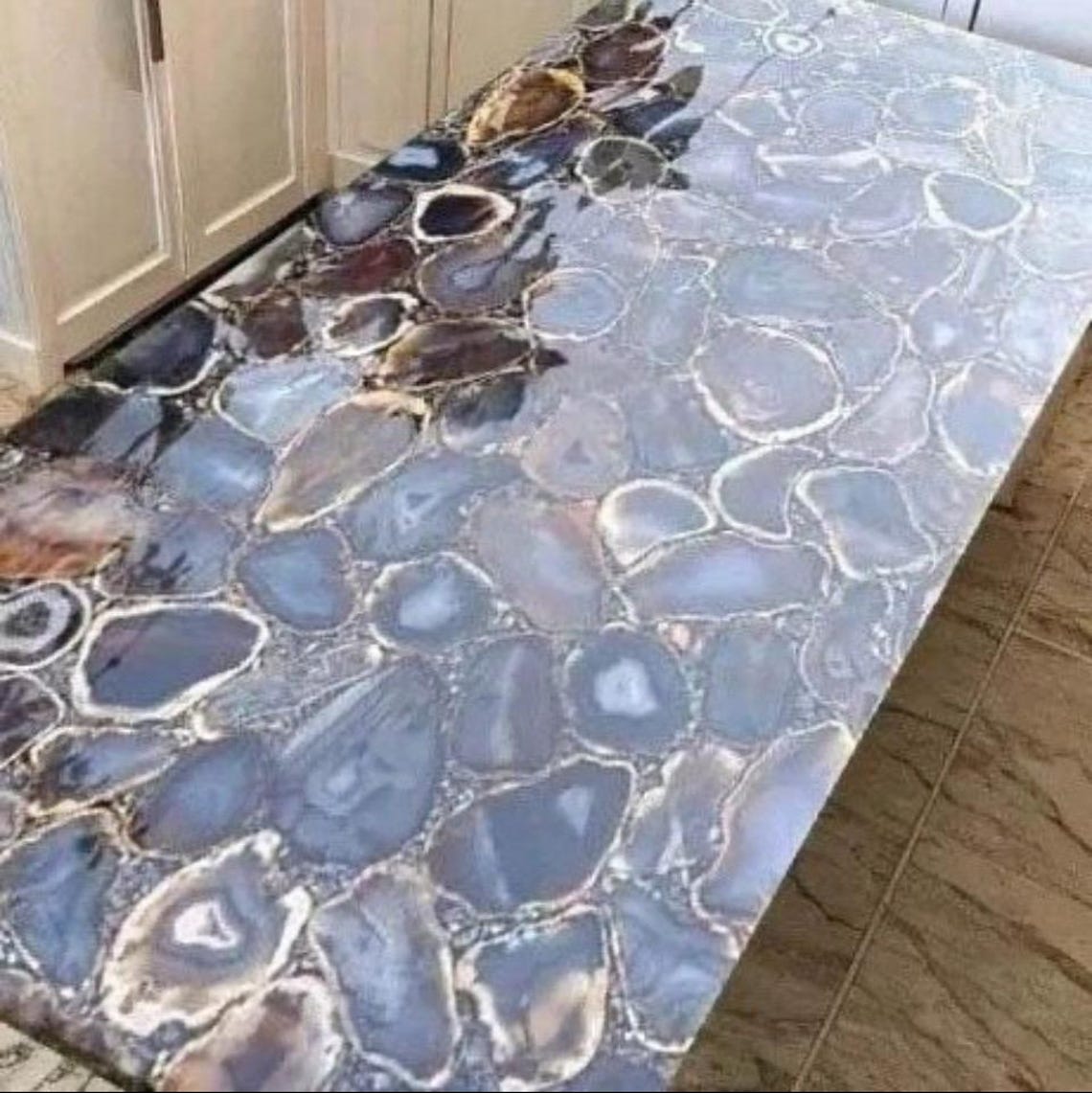 Custom Blue Agate Countertop: Handmade Stone Slab Home Decor - Etsy