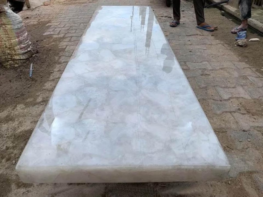 Handmade White Quartz Stone Tabletop: Luxury Kitchen Counter Slab - Etsy