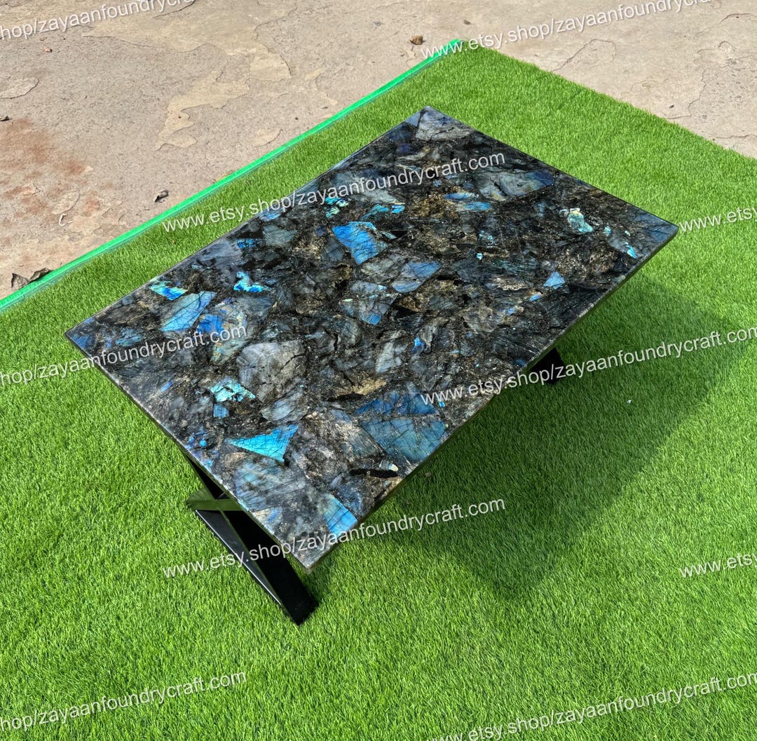 Handmade Labradorite Table Top: Agate Stone Slab, Home & Office Decor ...