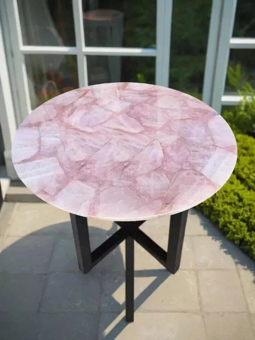 Rose Quartz Tabletop: Handcrafted Inlay Dining or Coffee Table - Etsy