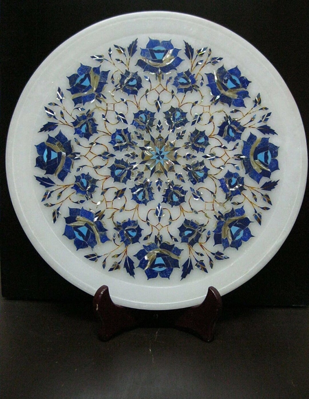 Hand Carved Marble Plate: Precious Gems Inlay Art (15x15) - Etsy