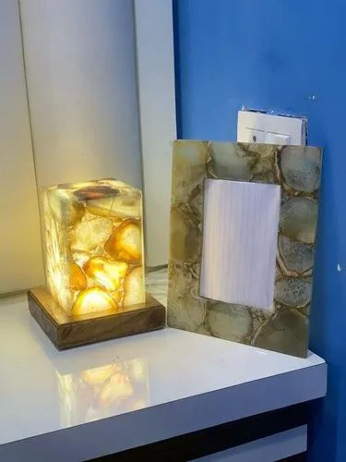 Table Lamp Agate | Accent Lamp, Agate Lamp, Agate Decor, Dyed Agate ...