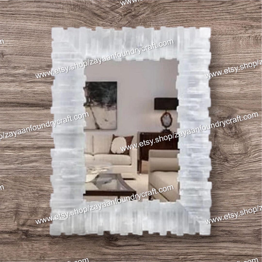 Selenite Wall Mirror: Handcrafted Inlay Art, Luxurious Home Decor - Etsy