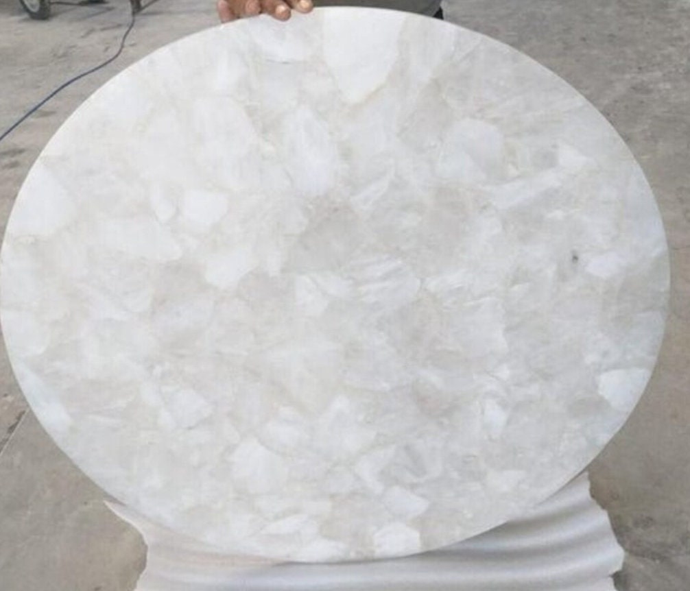 White Quartz Round Table Top: Handmade Home Decor - Etsy