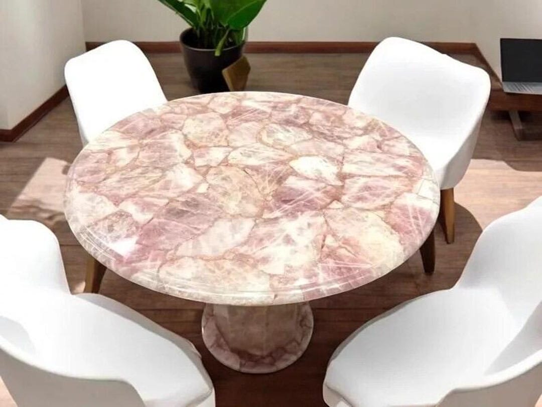 Rose Quartz Tabletop: Handcrafted Inlay Dining or Coffee Table. - Etsy