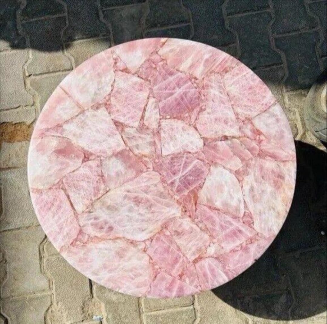 Rose Quartz Tabletop: Handcrafted Inlay Pietra Dura Art - Etsy