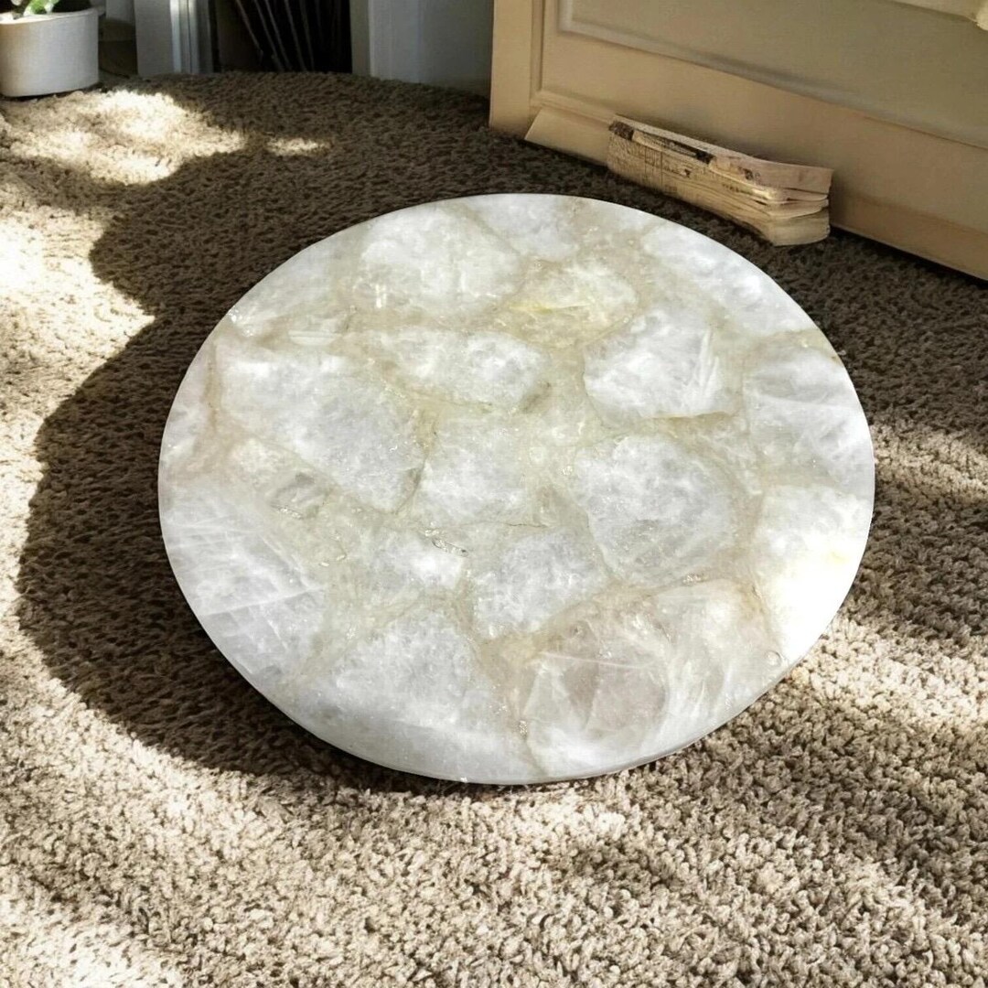 White Agate Tabletop: Round Marble Dining or Coffee Table (customizable ...