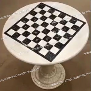 Handmade Marble Chess Board Table: Black & White Stone - Etsy