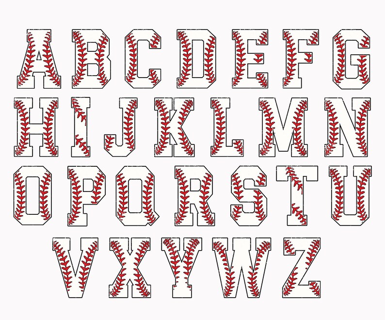 Baseball Font Png, Distressed Baseball Alphabet Png, Baseball Team ...
