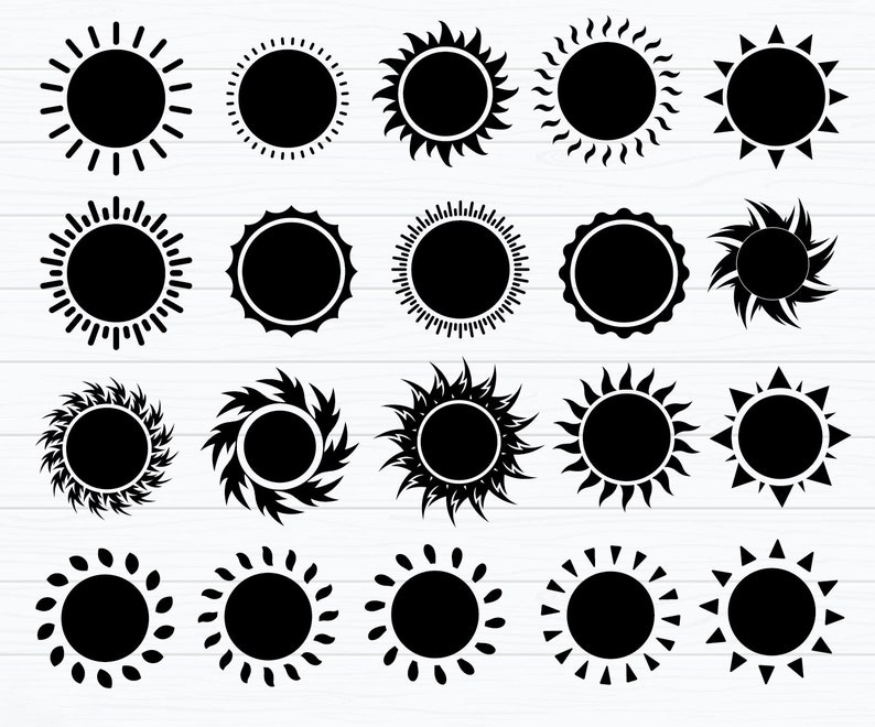 Sun Svg Bundle, Sun Svg Cut File, Sunrise Svg Bundle, Sunrise Clipart ...