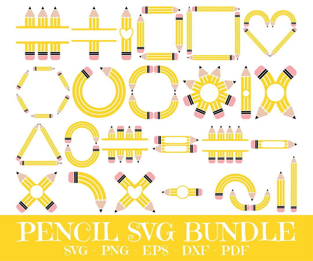 Pencil Svg Bundle, Pencil Silhouette, Teacher Design, School Svg ...