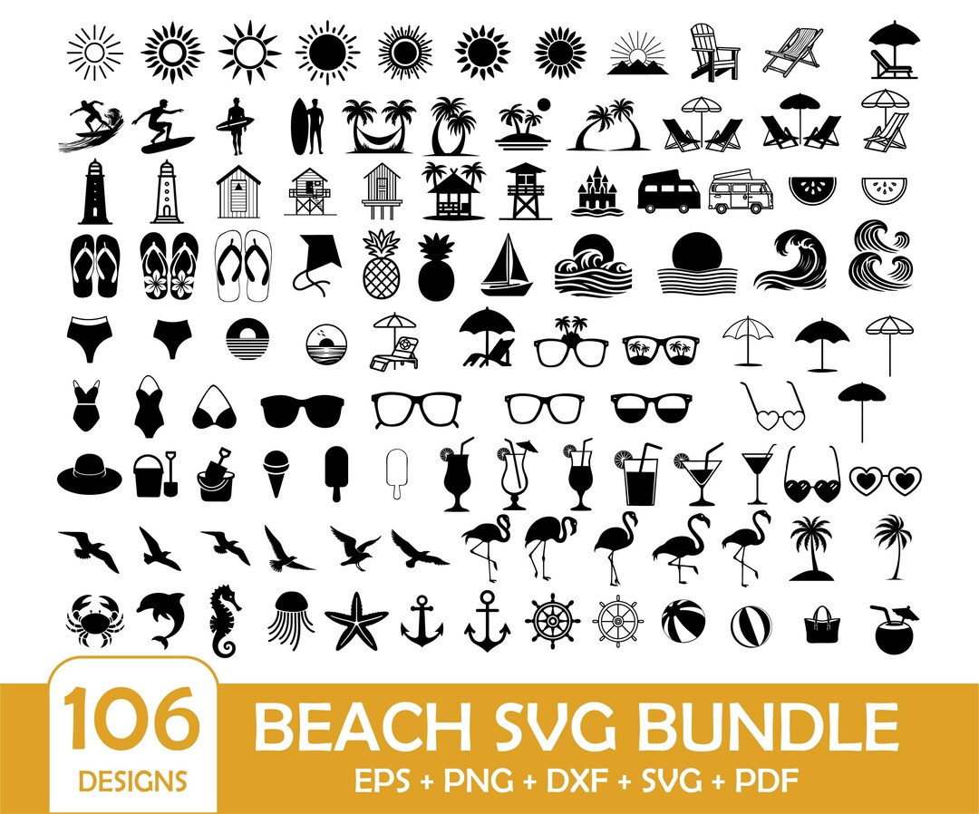 Beach Svg Bundle, Beach Clipart, Beach Silhouette, Summer Svg Bundle ...