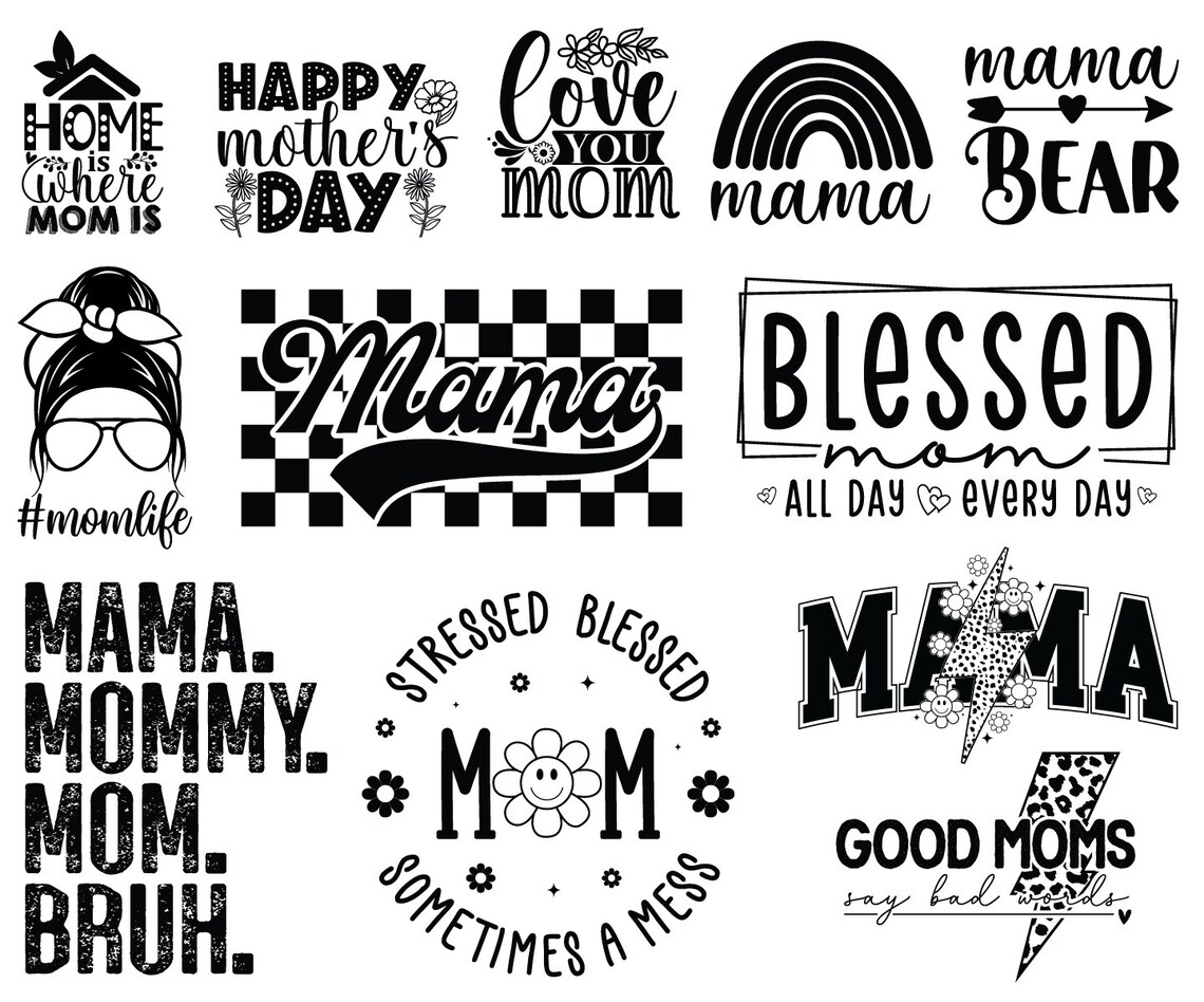 30 Cute Mom Svg Bundle, Blessed Mama Svg, Cute Mom Bundle Svg, Mother's ...