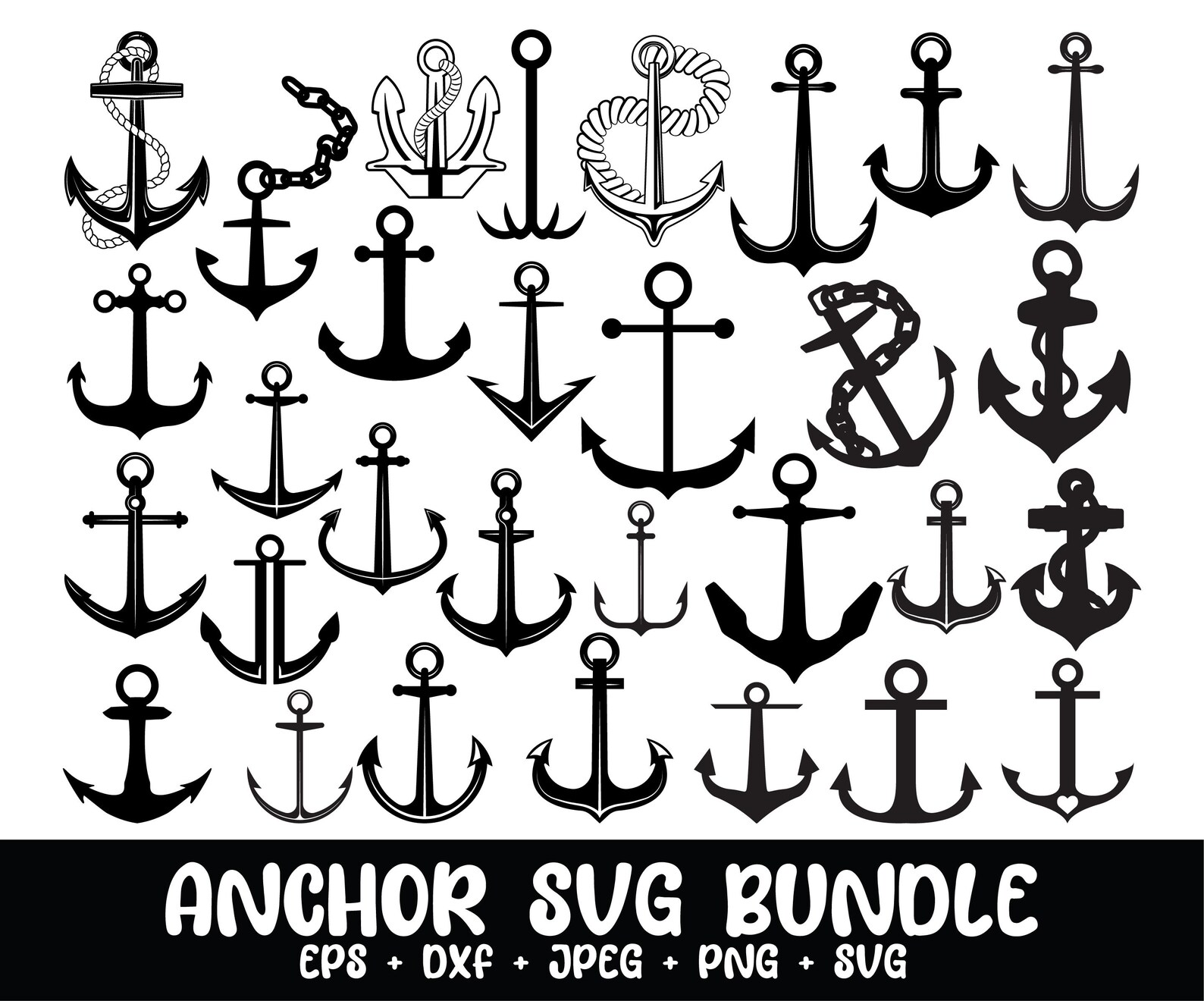 Anker svg Bundle, 45 Anker svg Bundle, Anker Clipart, Anker Silhouette ...