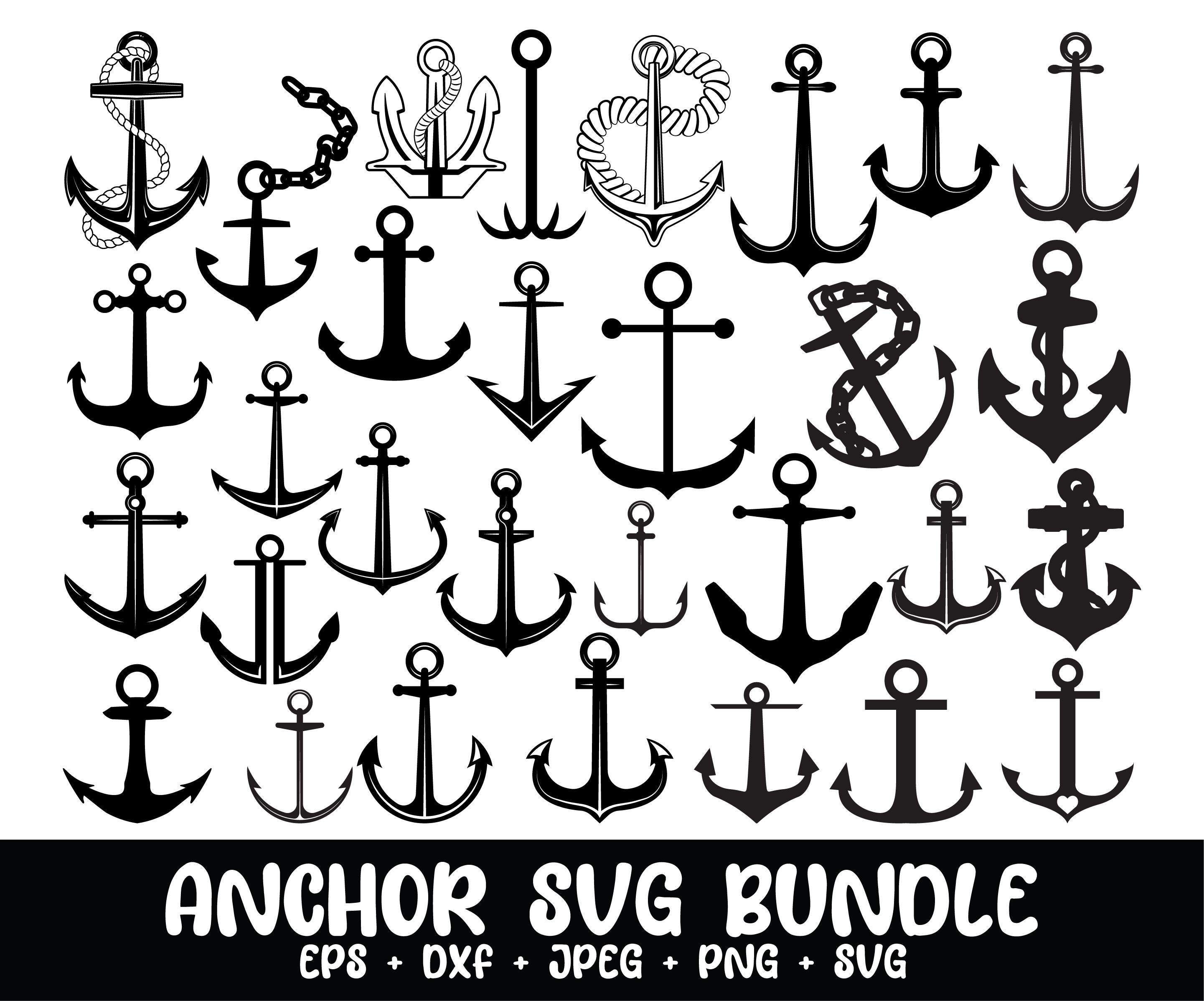 Anker svg Bundle, 45 Anker svg Bundle, Anker Clipart, Anker Silhouette ...