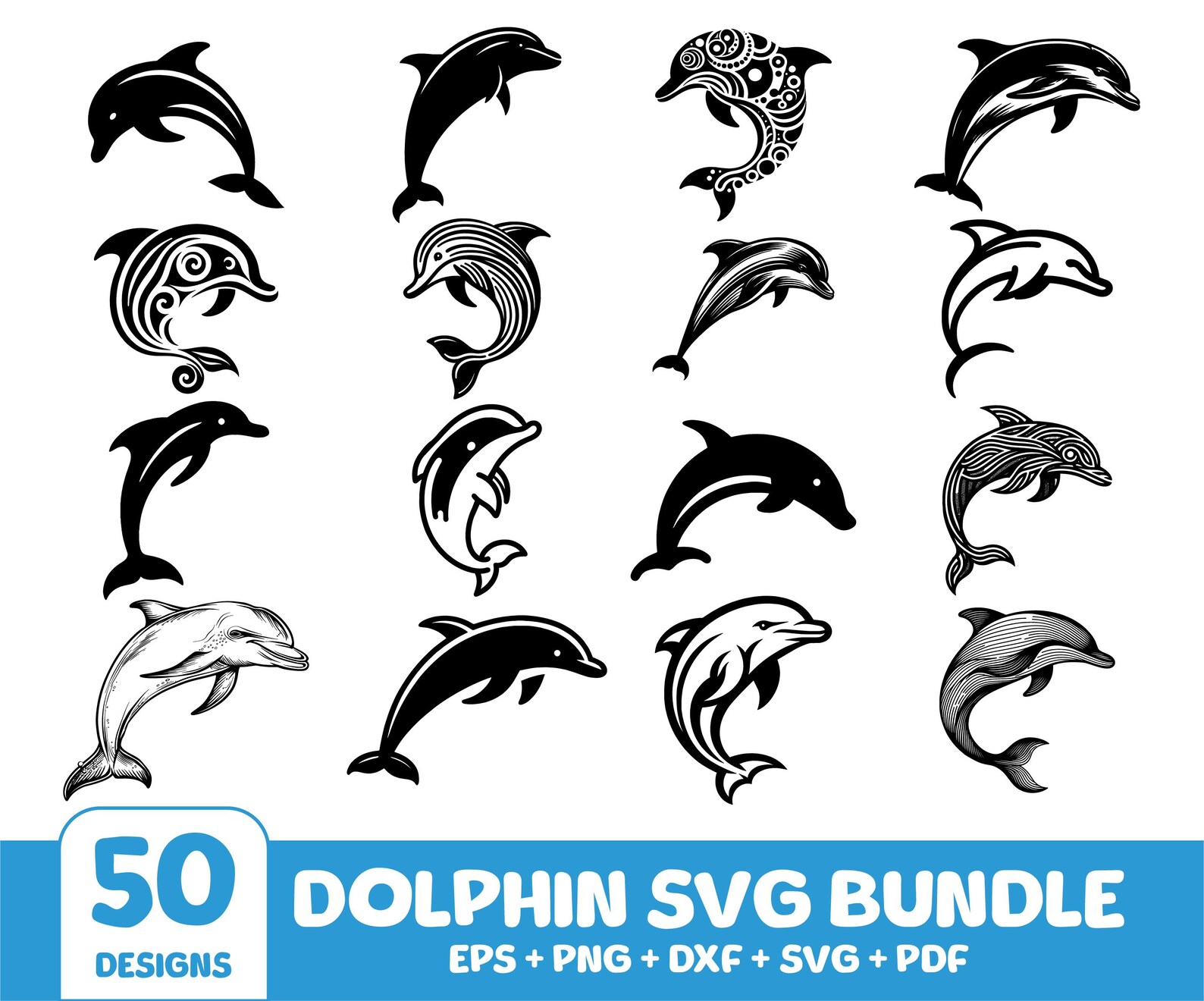 Dolphin Svg Bundle, Dolphin Clipart, Dolphin Svg, Dolphin Silhouette ...