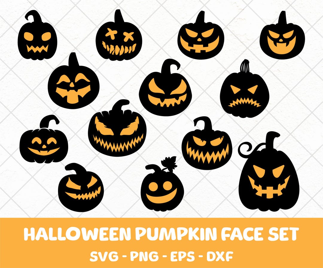 Pumpkin Face Svg Bundle, Halloween Pumpkin Face Svg, Spooky Face Svg ...