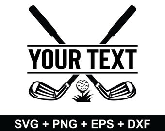 Golf Split Monogram Svg, Golfer Svg, Crossed Golf Clubs Name Frame Svg ...