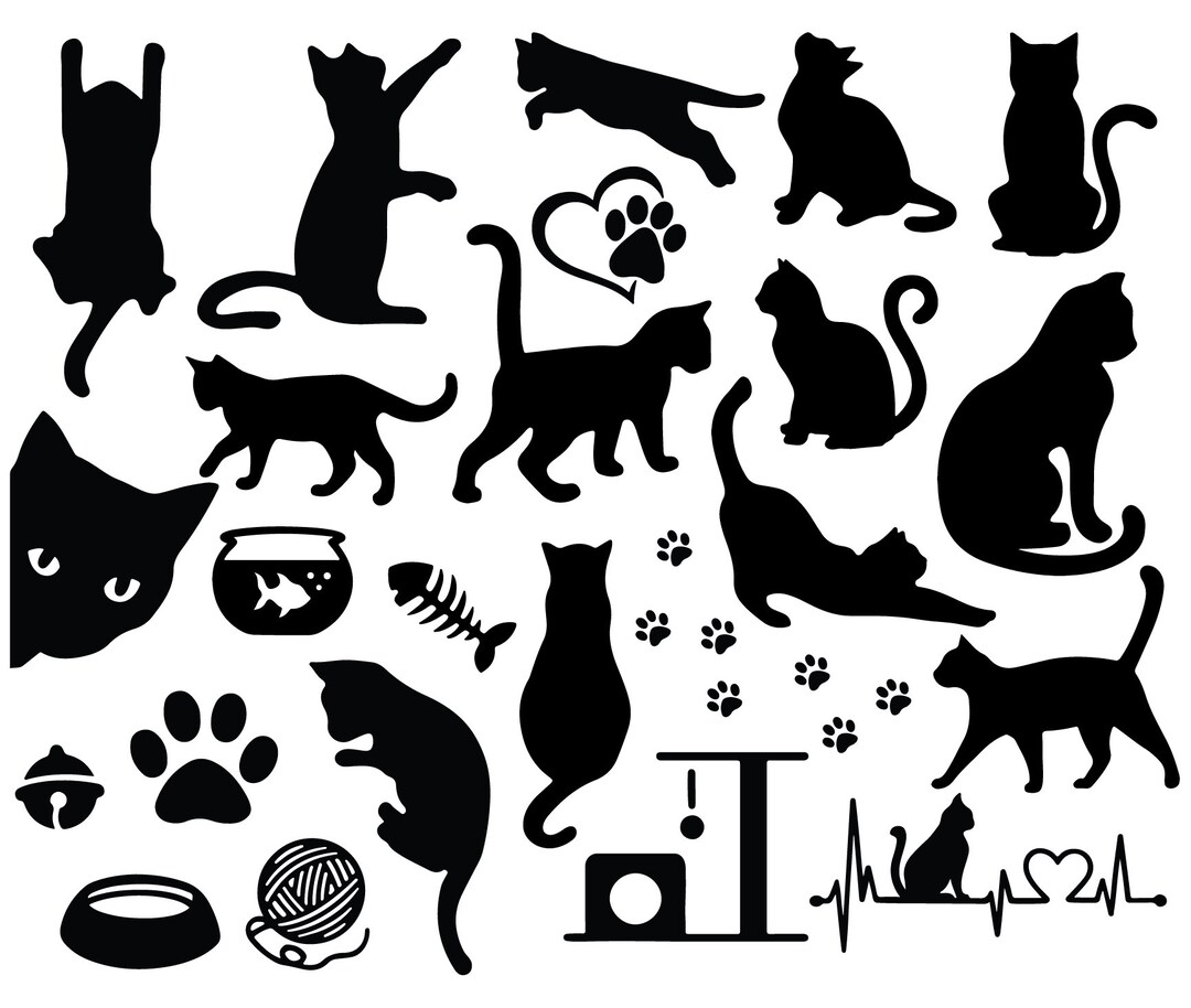 Cat Svg Bundle, Cat Svg Cut Files for Cricut Bundle, Kitten Svg, Cute ...