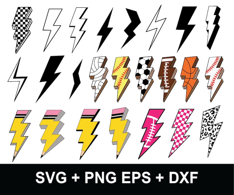 Lightning Svg Bundle, Lightning Bolt Svg Bndle, Lightning Silhouette ...