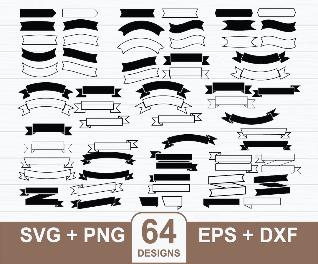 64 Banner Svg Bundle, Ribbon Banner Svg, Banner Svg Bundle, Banner Svg ...