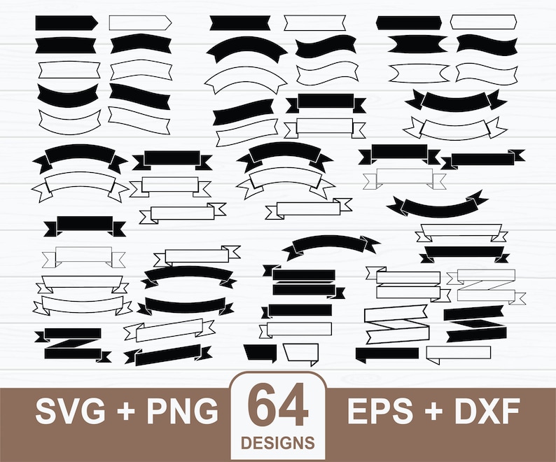 64 Banner Svg Bundle, Ribbon Banner Svg, Banner Svg Bundle, Banner Svg ...