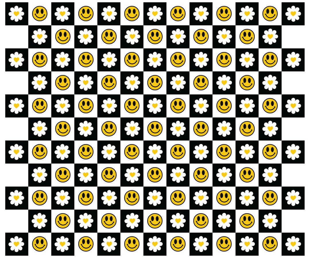 Checkered Daisy Pattern Svg, Checkered Pattern Silhouette, Checkered ...
