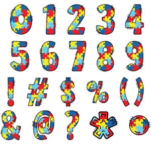 Autism Font Svg/png, Autism Alphabets and Numbers Png, Autism Number ...