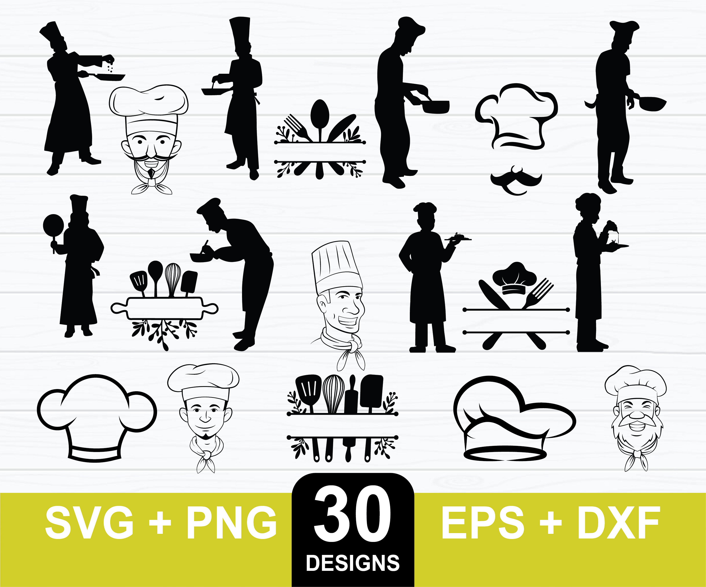 30 Chef Svg Bundle, Chef Monogram Svg, Chef Svg Bundle, Chef Custom ...