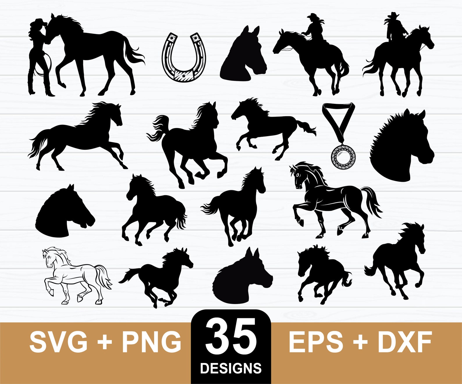 35 Pferde-Svg-Bundle, Pferdekopf-Svg, Pferde-Svg, Pferde-Silhouette ...