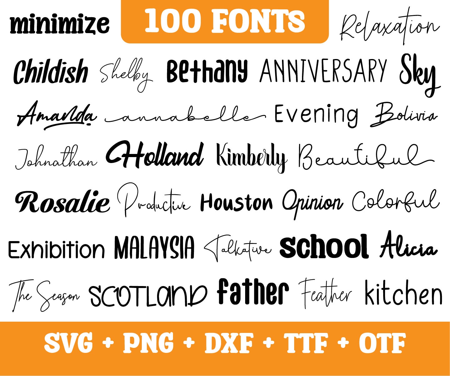 The Ultimate 100 Fonts Bundle, Cursive Font Bundle, Script Fonts, Canva ...