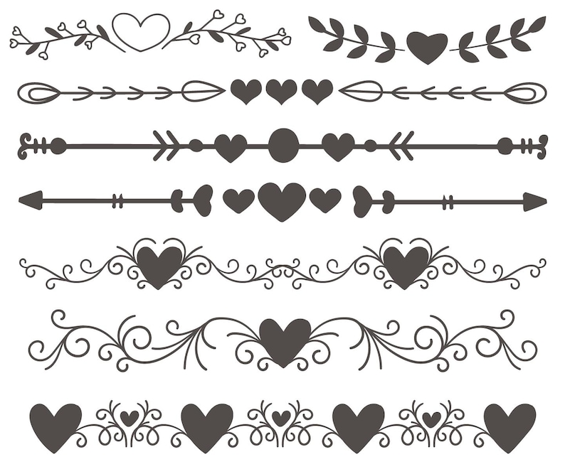 Heart Text Divider Svg Bundle, Heart Border Svg Bundle, Heart Svg ...