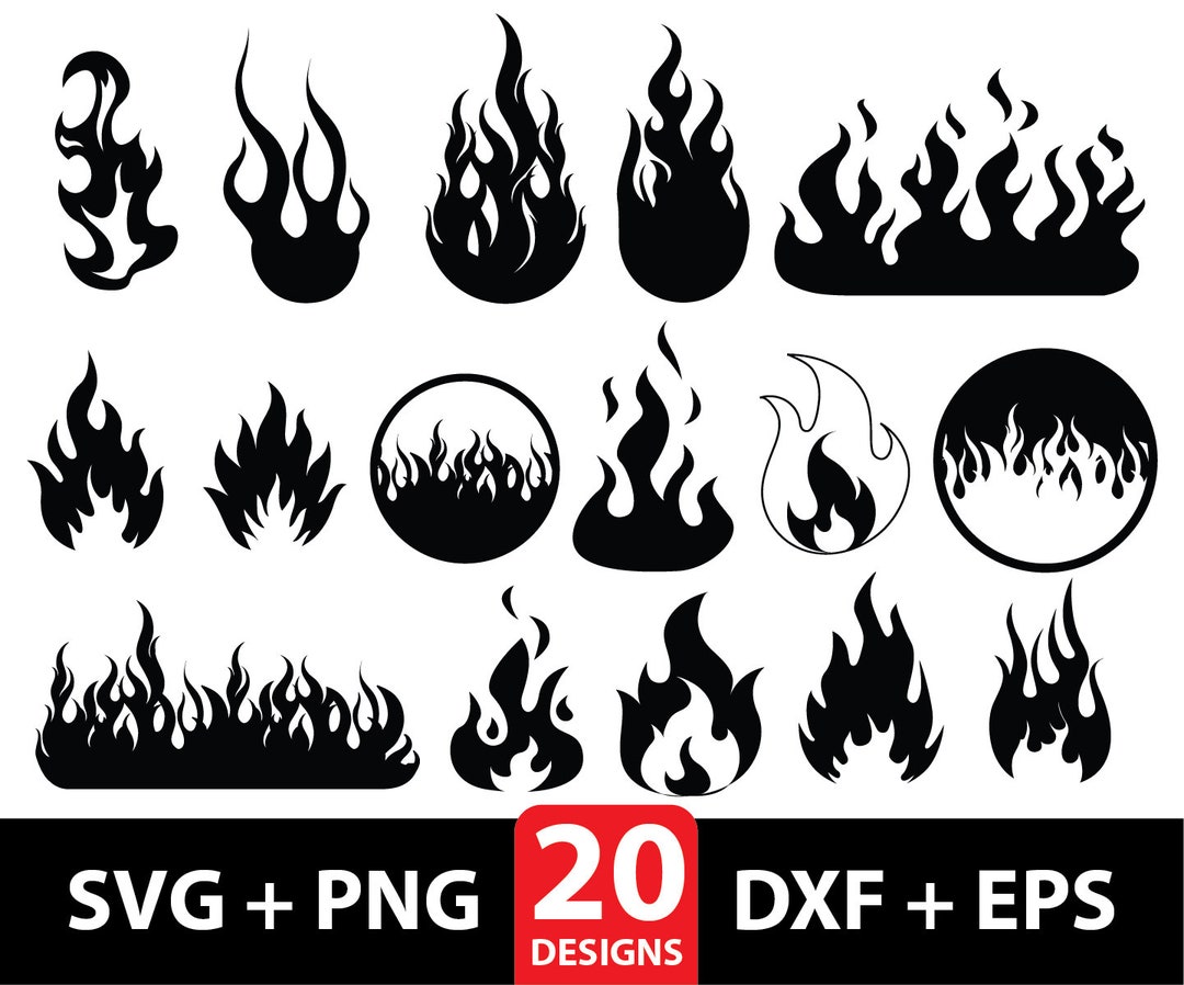 20 Fire Flame SVG Bundle for Cut Files Project, Fire Flame Clipart ...