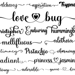 The Ultimate 200 Calligraphy Procreate Fonts, Procreate Font Bundle, Heart Font, Calligraphy ...