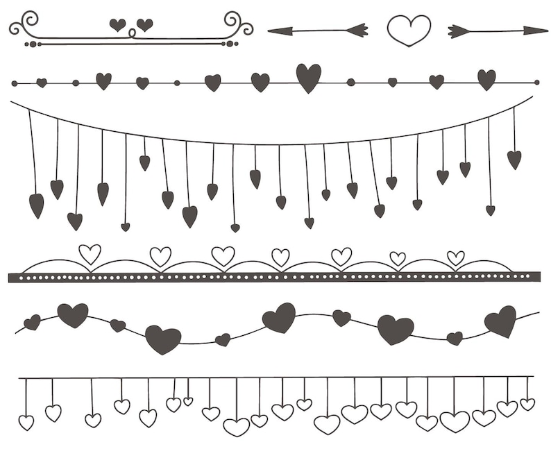 Heart Text Divider Svg Bundle, Heart Border Svg Bundle, Heart Svg ...