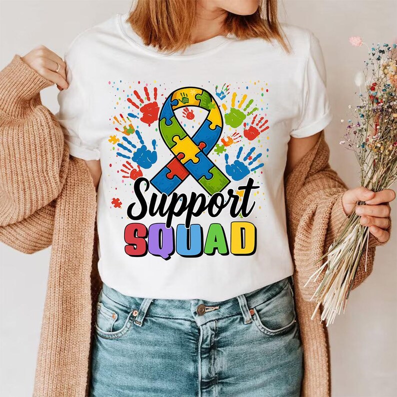 Autism Support Squad PNG, Puzzle Ribbon Sublimation Design, Autism ...