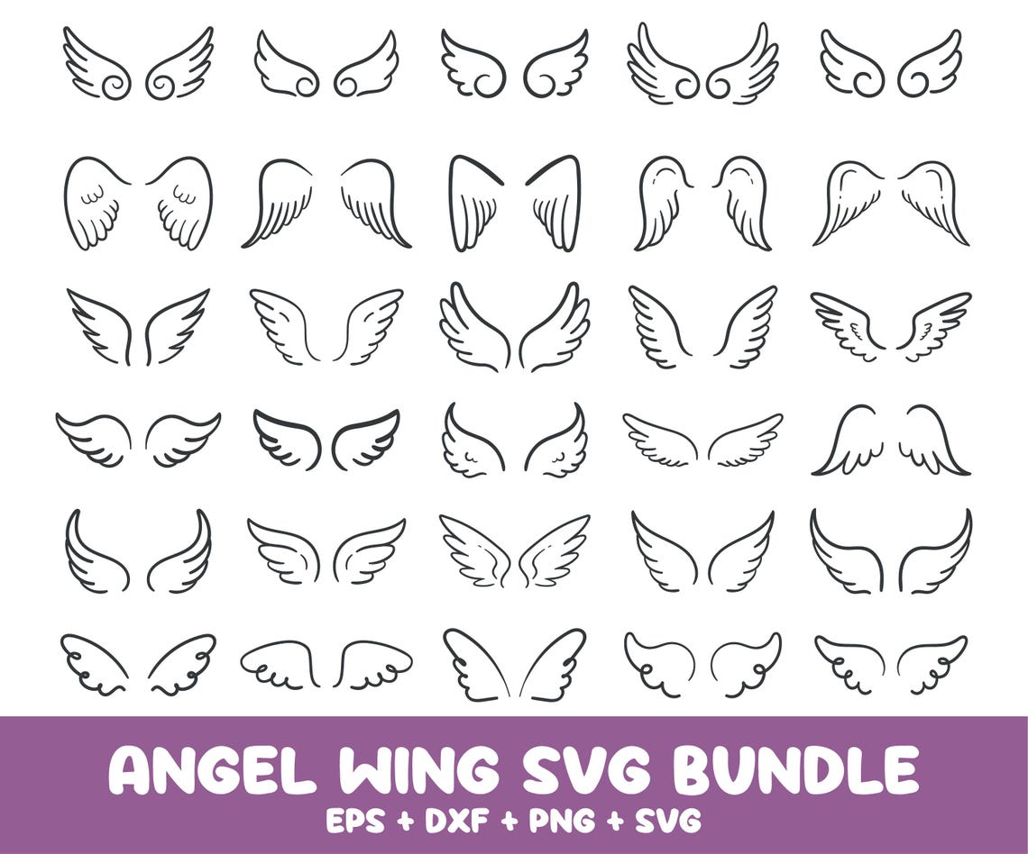 Paquete de alas SVG, paquete de alas de ángel SVG, archivo de corte de ...