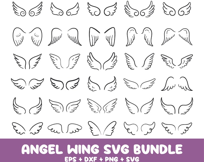 Wings Svg Bundle, Angel Wings Svg, Feather Wing Svg, Wings Cricut Svg ...
