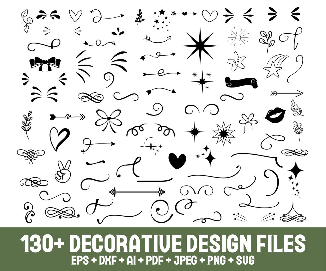 Decorative Elements Svg Bundle, Text Divider Svg, Flourishes Svg ...