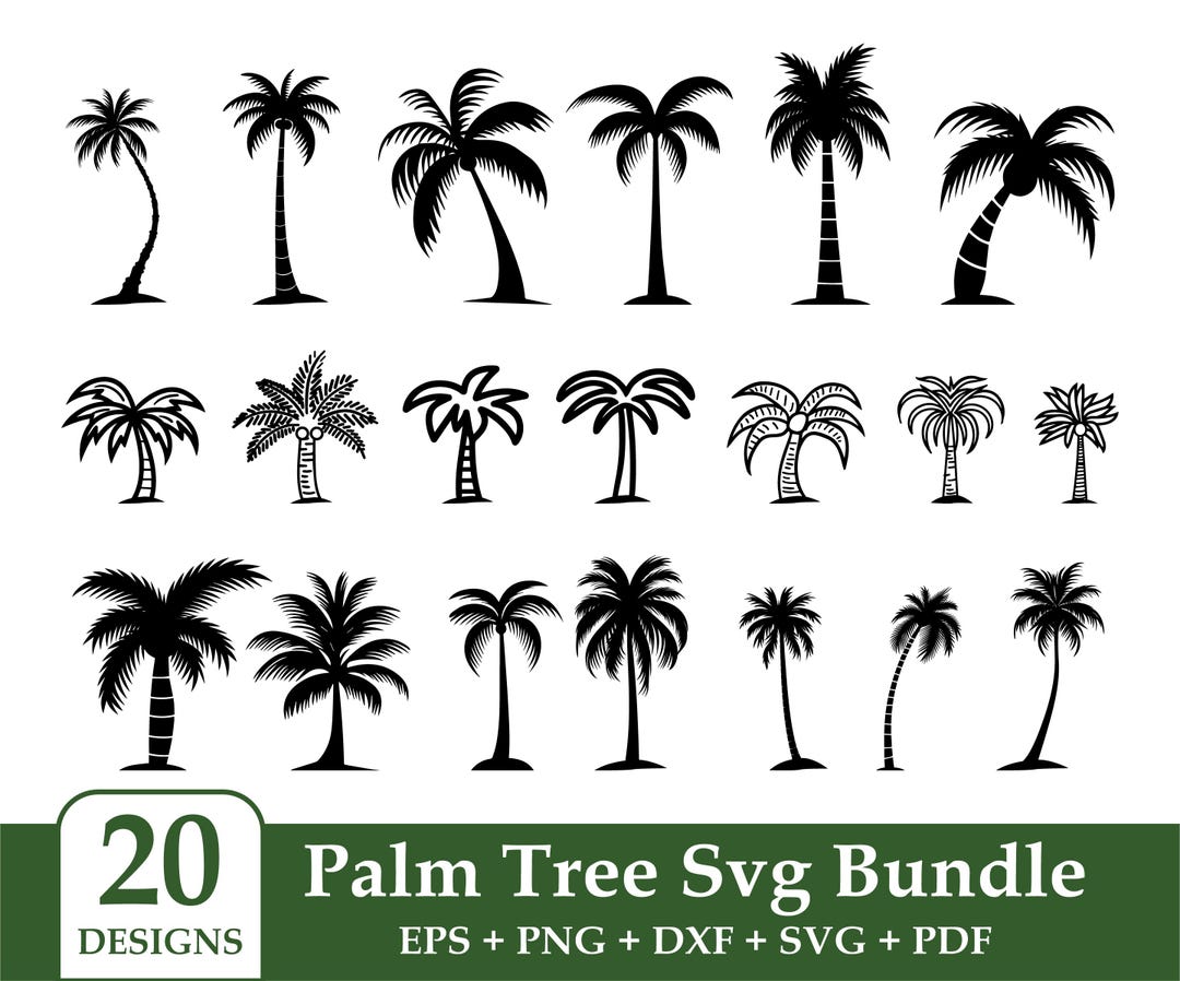 Palm Tree Svg Bundle, Palm Tree Silhouette, Tree Svg, Tree Silhouette ...